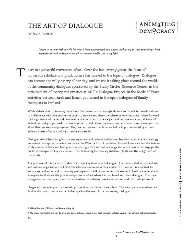 Art of Dialogue | PDF | Dialogue | Socrates