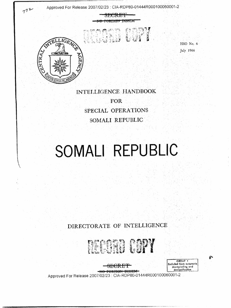CIA Intelligence Handbook For Special Operations: Somali Republic | PDF