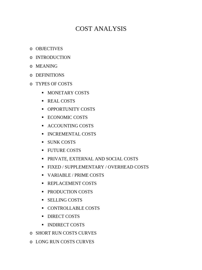 Cost Analysis | PDF