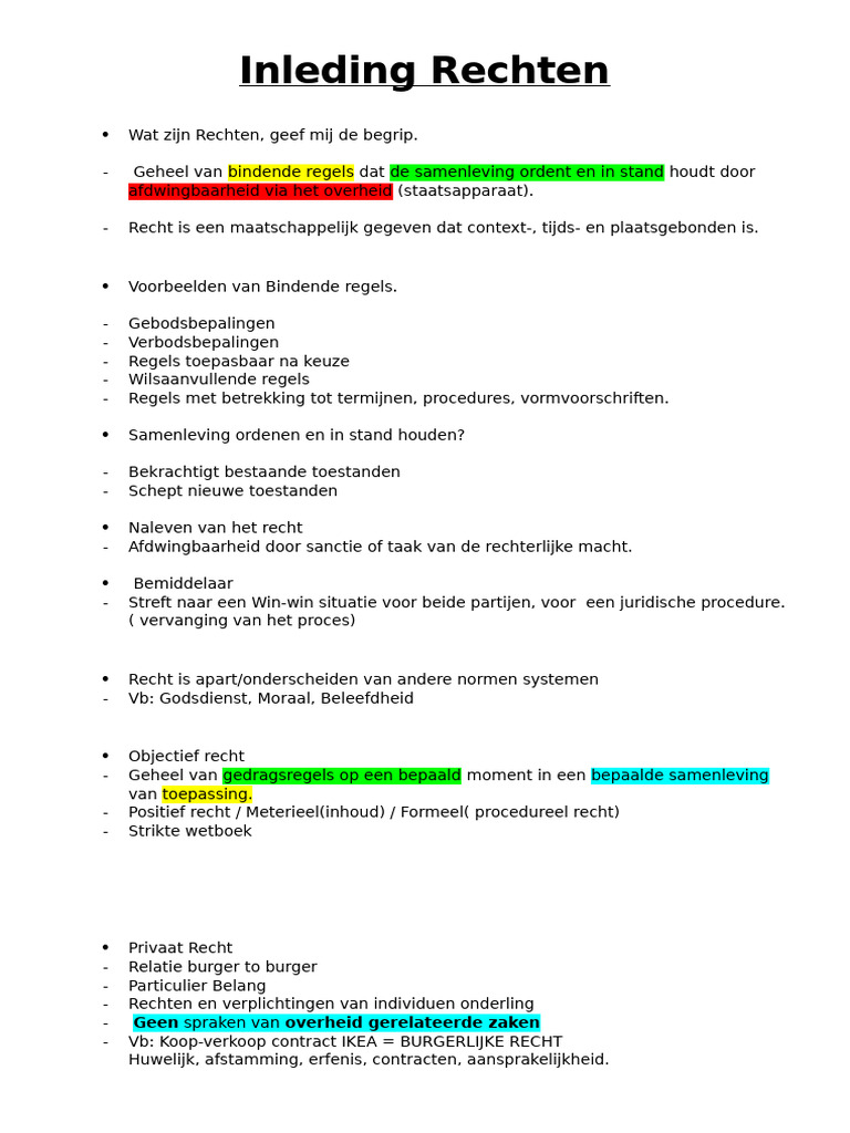 Rechten Samenvatting | PDF