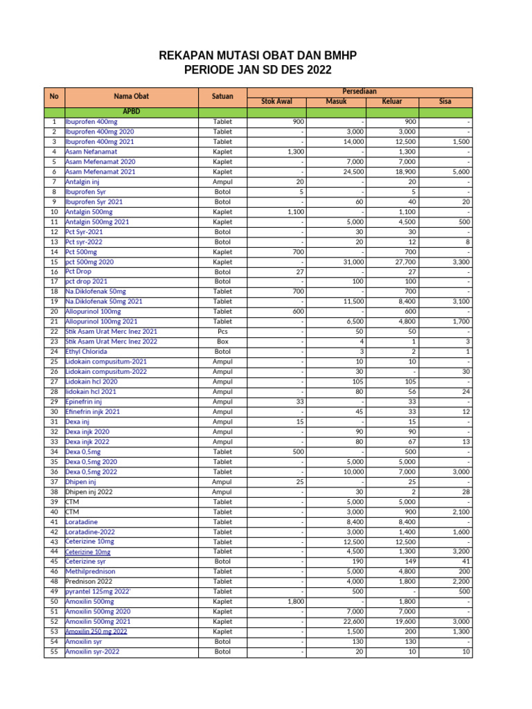 Laporan Stok Opname Gudang Dan Apotek | PDF