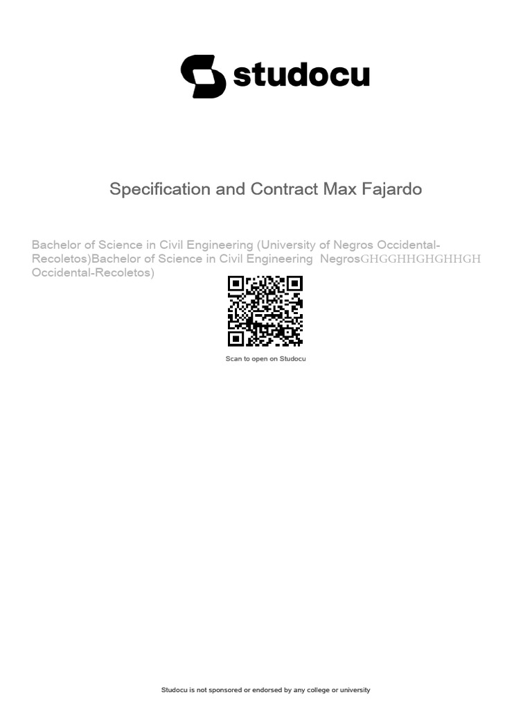 Specification and Contract Max Fajardo | PDF