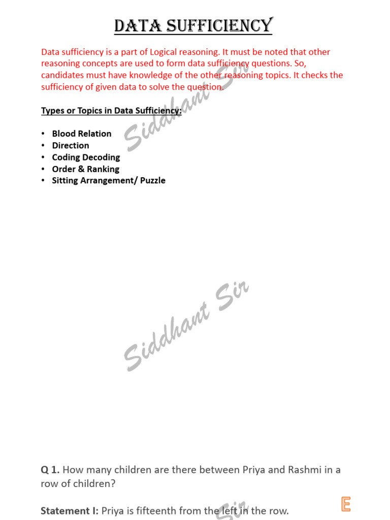 Data Sufficiency | PDF