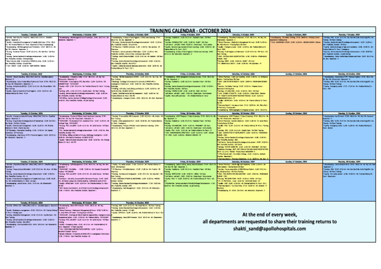 Training Calendar - Oct 24 | PDF