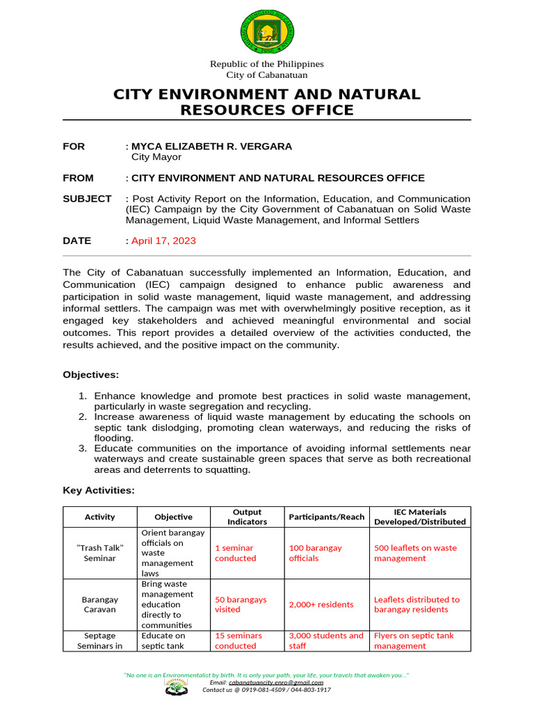 IEC Post Activity Report | PDF