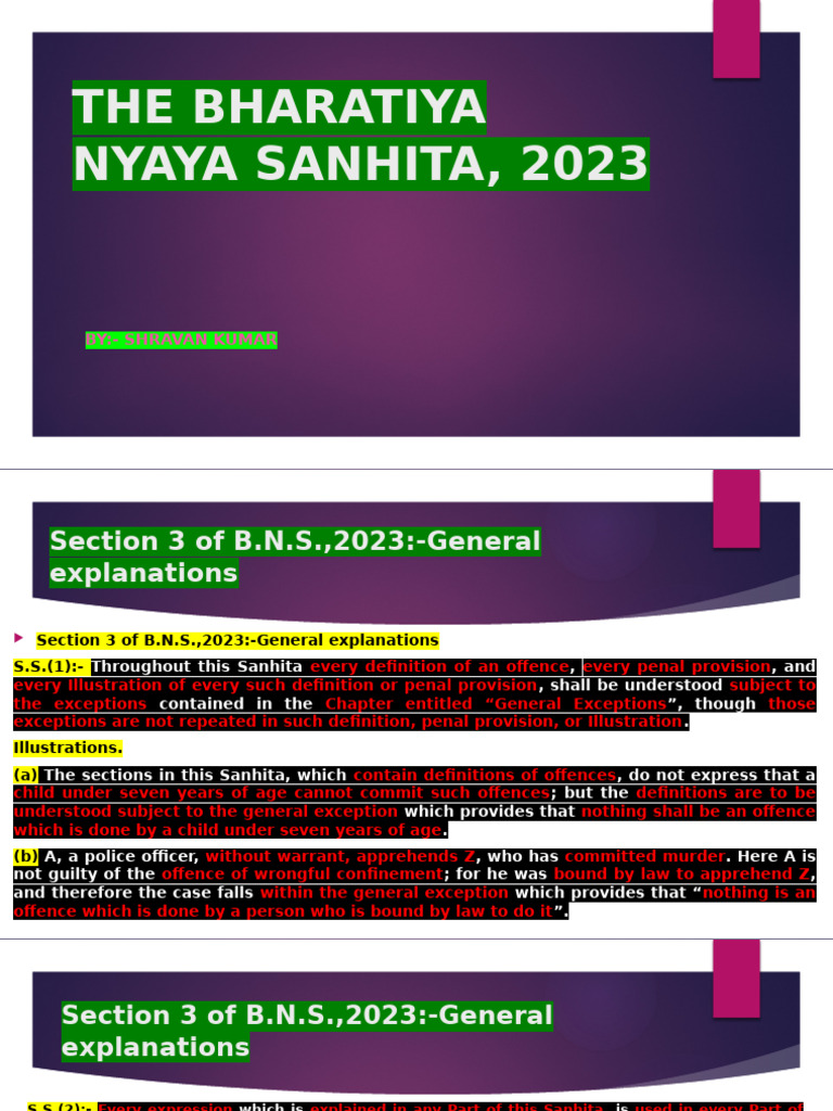 BNS 2023 General Explanations | PDF