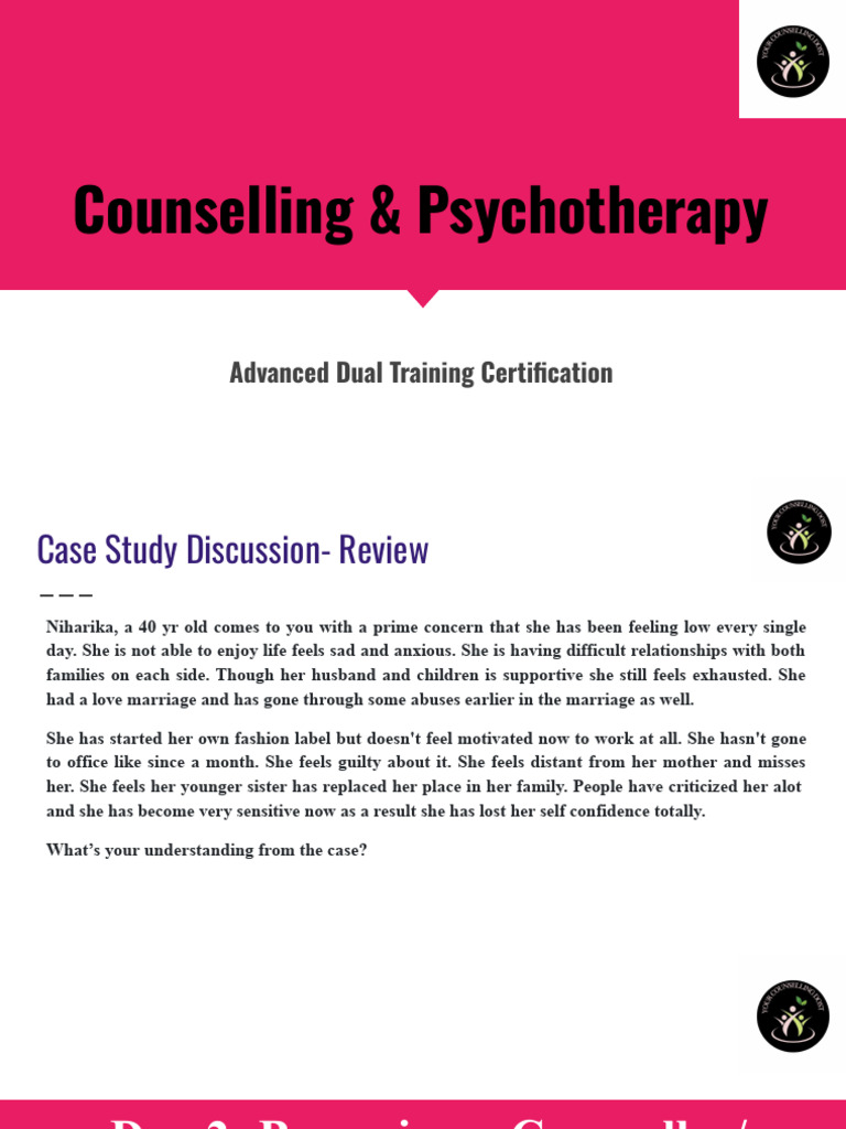 Counselling & Psychotherapy Advanced - Day 2 | PDF