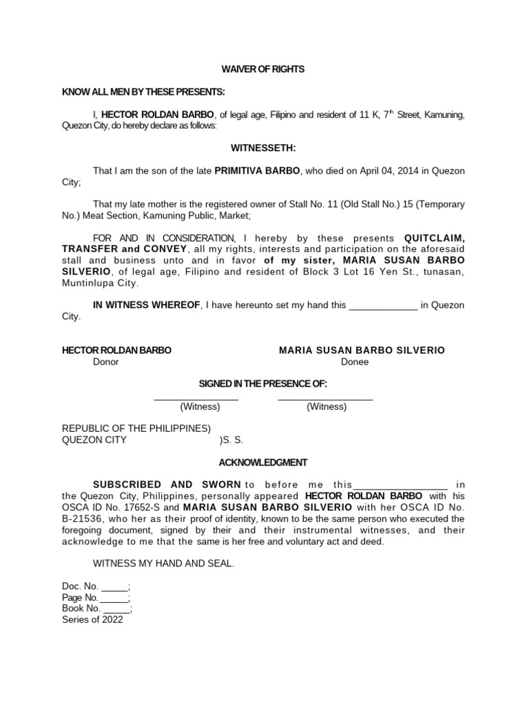 Waiver of Rights Hector | PDF