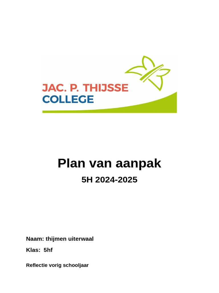 Plan van aanpak 5H (2) | PDF