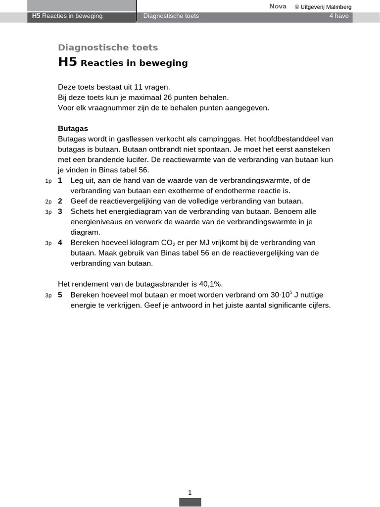 Nova - SK - 4h - H05 - Diagnostische Toets - 3 - 0 | PDF