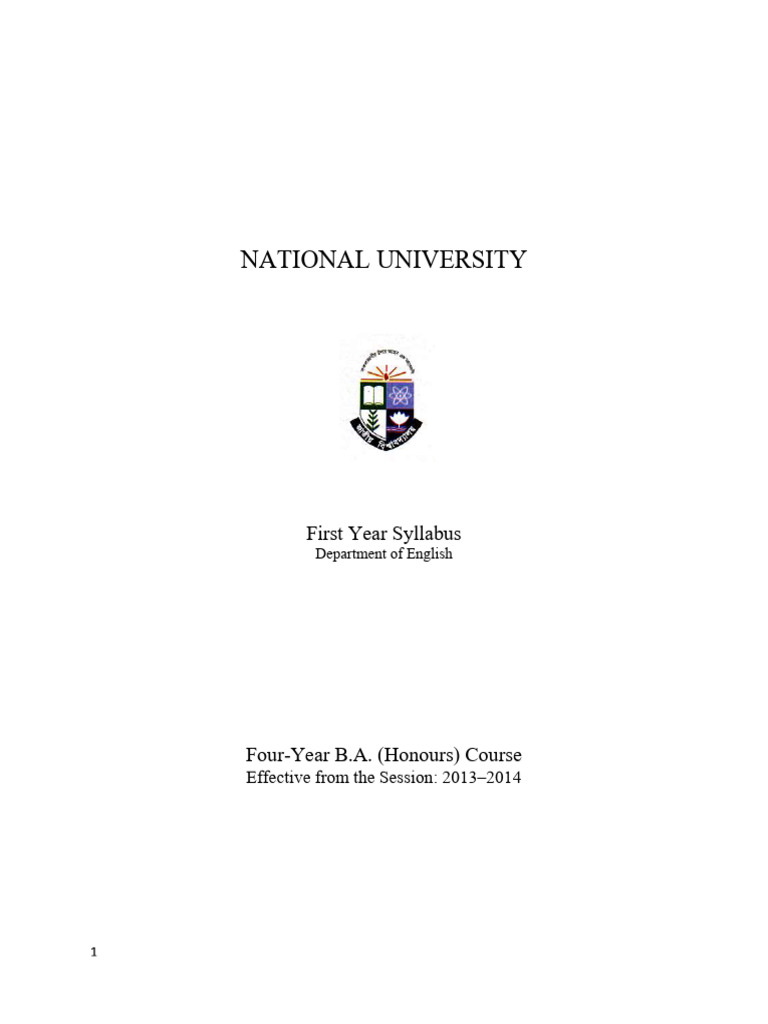 NU Honours 1st Year Syllabus 2025 | PDF | Poetry