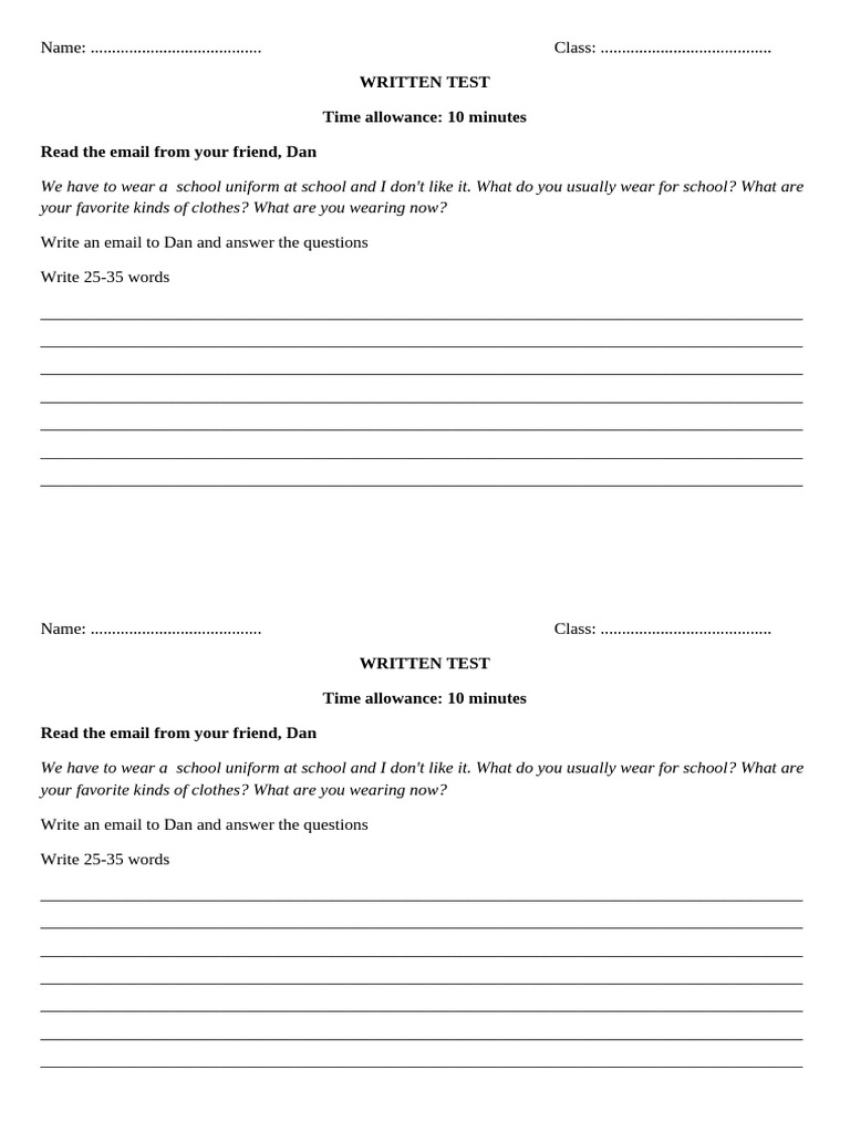 WRITING EXERCISE 6 | PDF