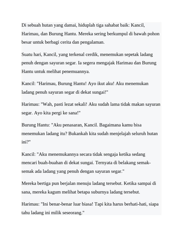 Contoh Teks Fabel | PDF