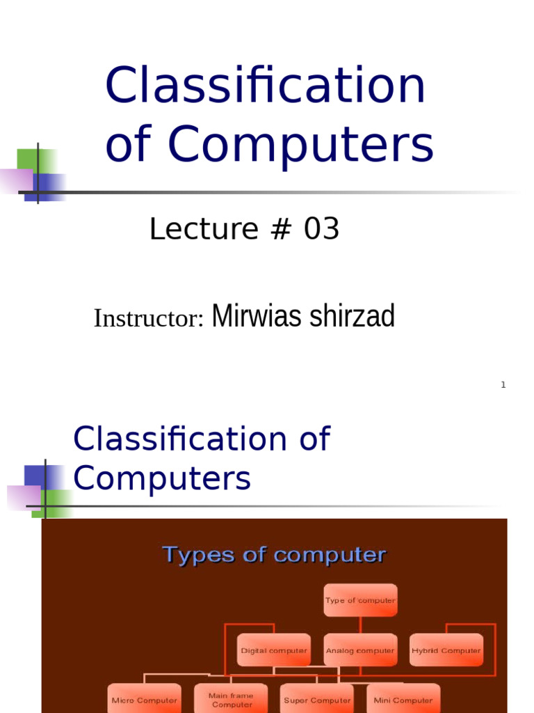 ICT Lec 03 Classification of Computer | PDF