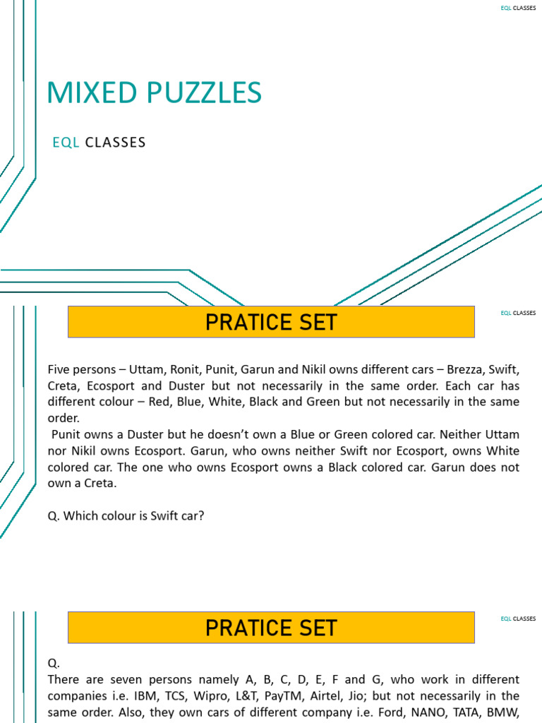 EQL - Mixed Puzzles | PDF