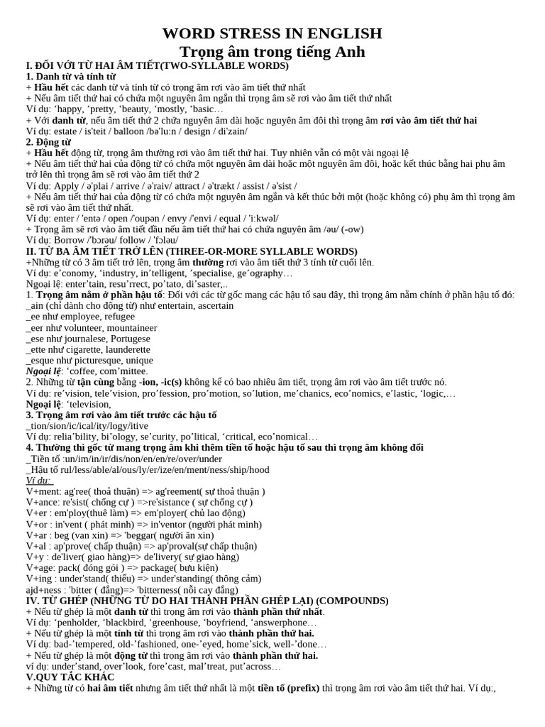 WORD STRESS IN ENGLISH | PDF