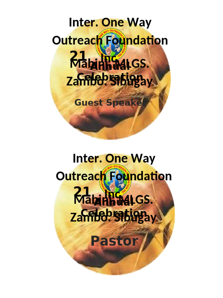 Inter. One Way Outreach Foundation Inc.: Pastor | PDF