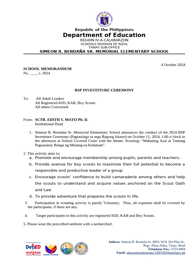 BSP Investiture Ceremony | PDF