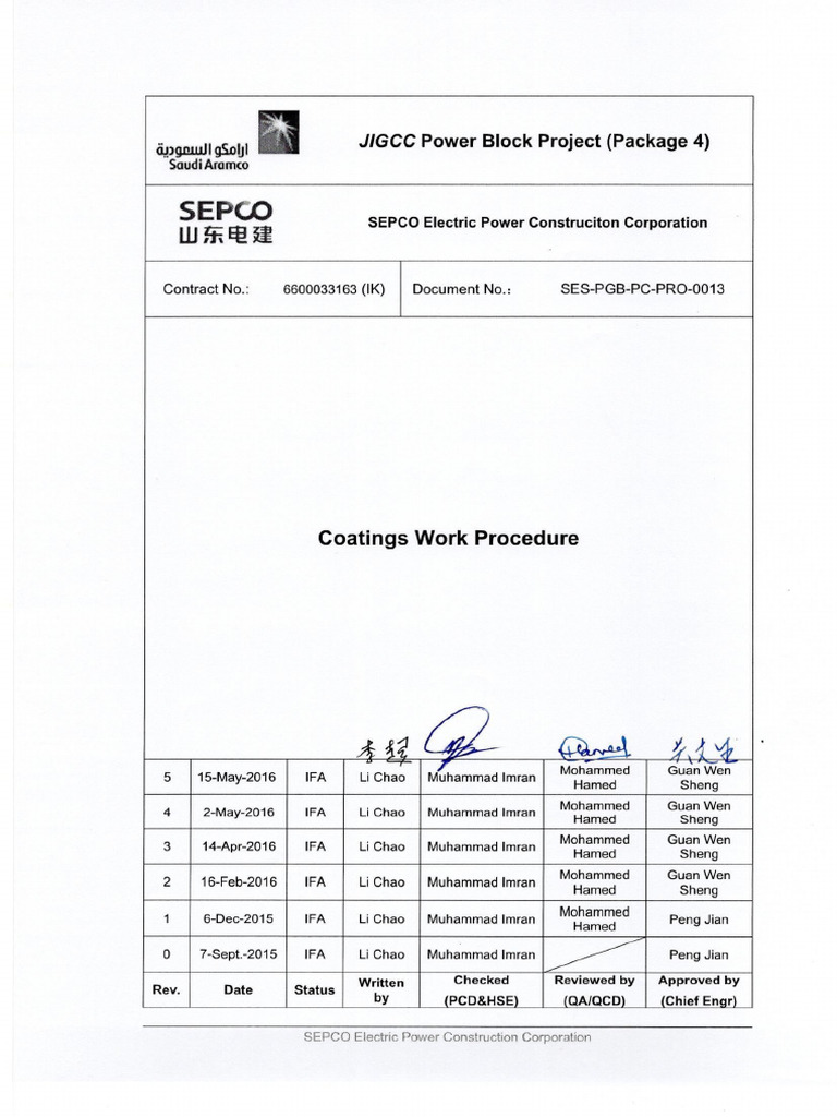 Coating Procedure Sepco | PDF