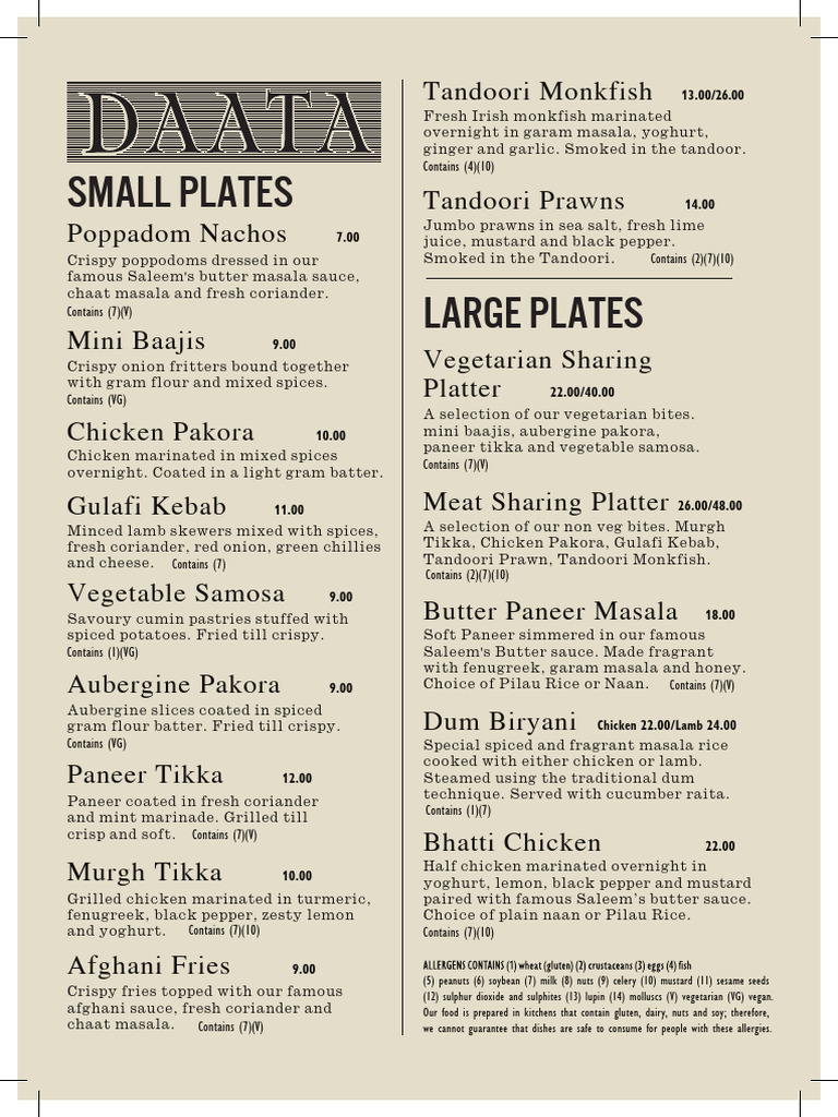 Rooftop Tandoori Menu Overview | PDF | Foods | Cooking, Food & Wine