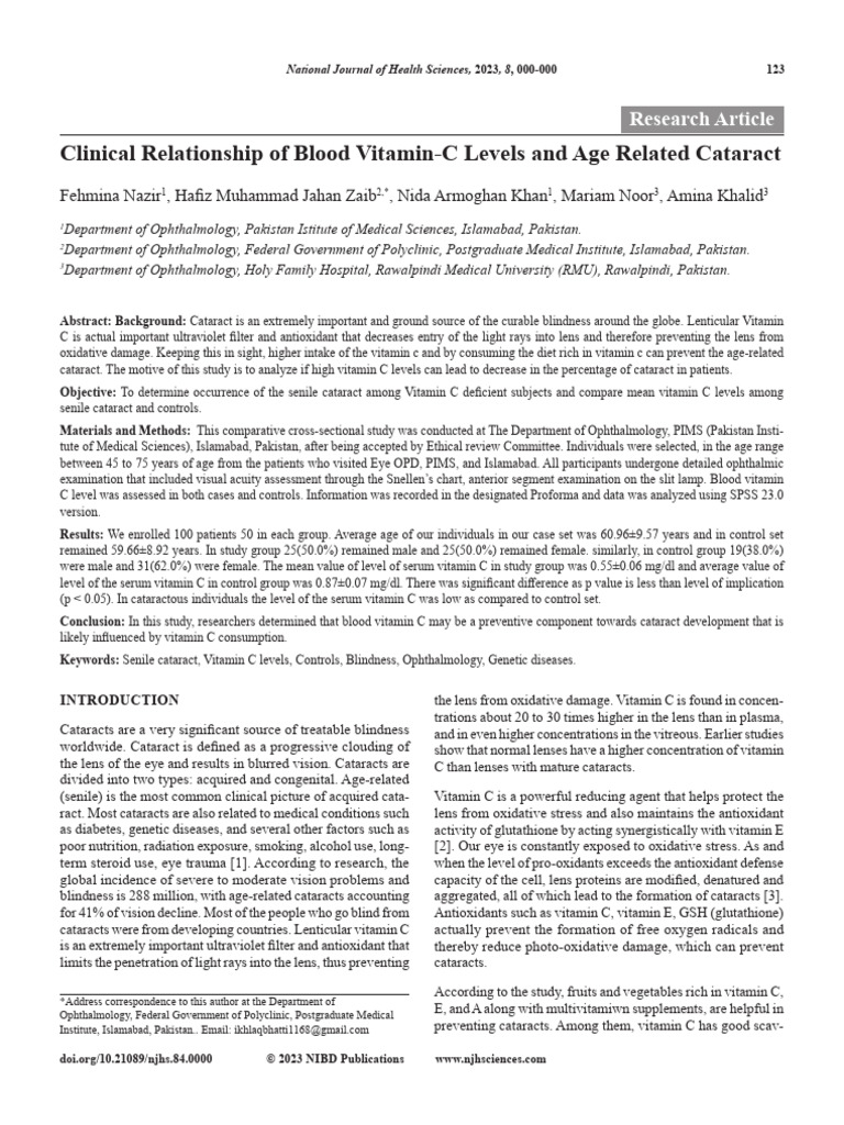 3-Research Article - Hafiz Muhammad Jahan Zaib | PDF | Vitamin C | Self ...