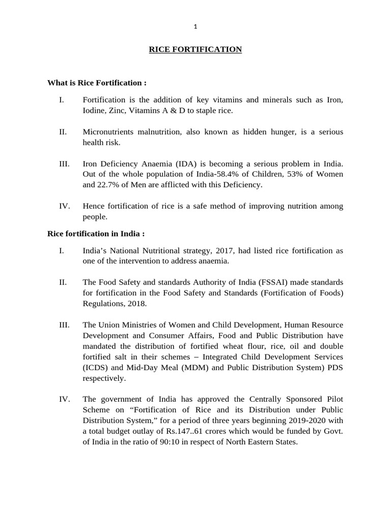 RICE FORTIFICATION final | PDF