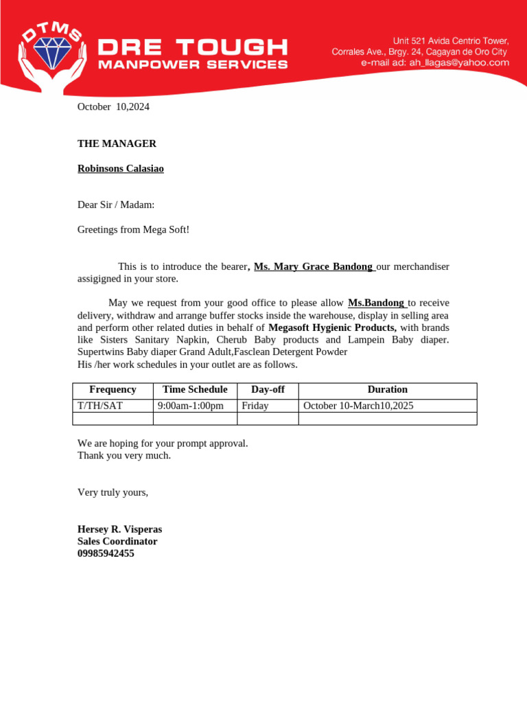 DTMS Intro Letter 1 | PDF