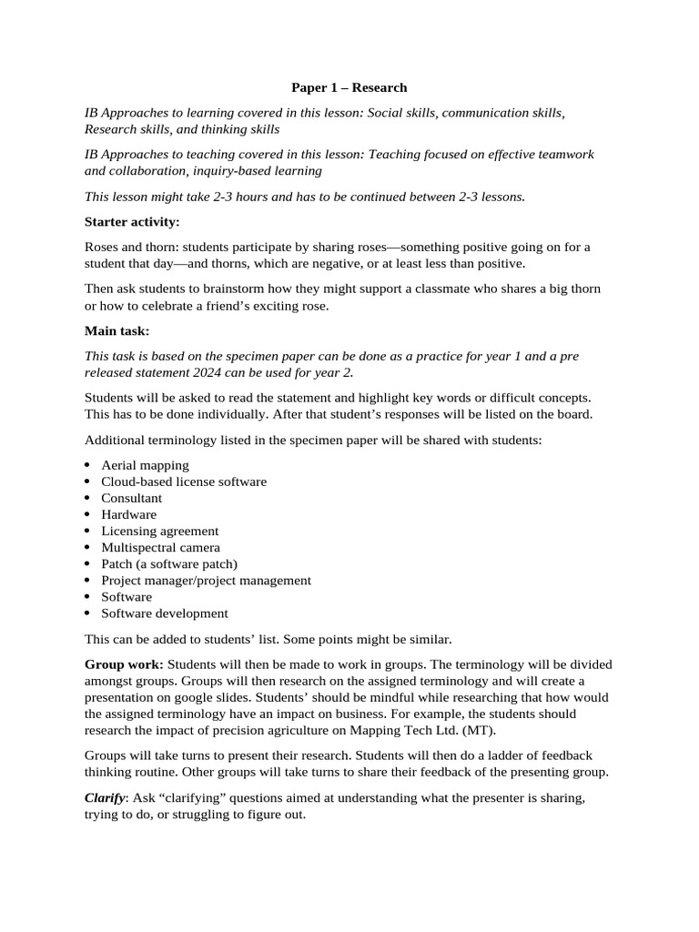 SLHL - Paper 1 - Lesson - 1 | PDF