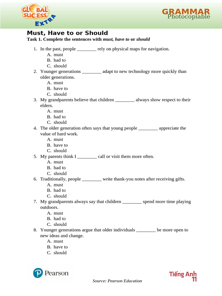 GS11 - Unit 2 Extra - Grammar | PDF
