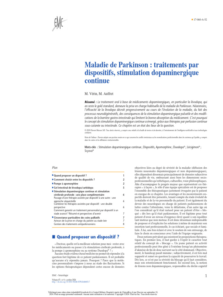 Maladie de Parkinson Traitements Par Dispositifs, Stimulation ...