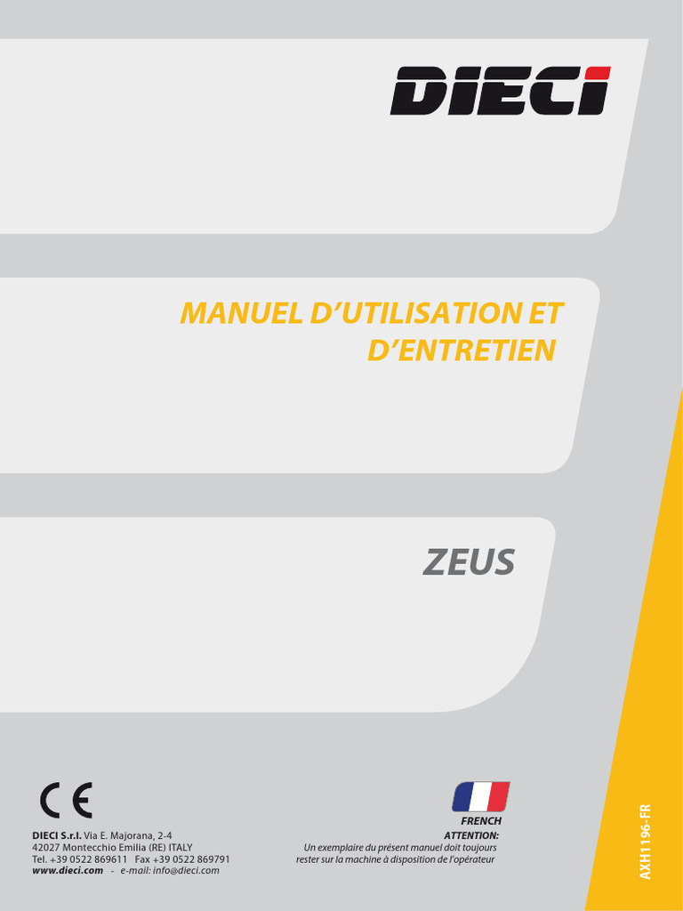 Manuel D'utilisation Et D'entretien ZEUS | PDF