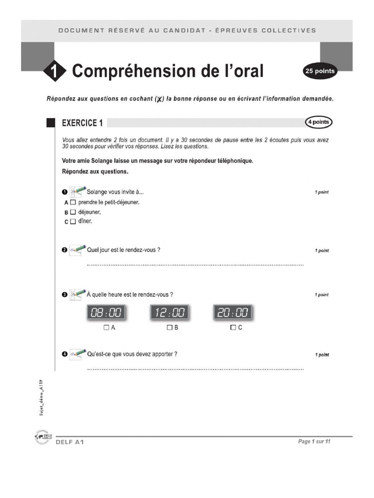 Comprehension Orale A1 | PDF