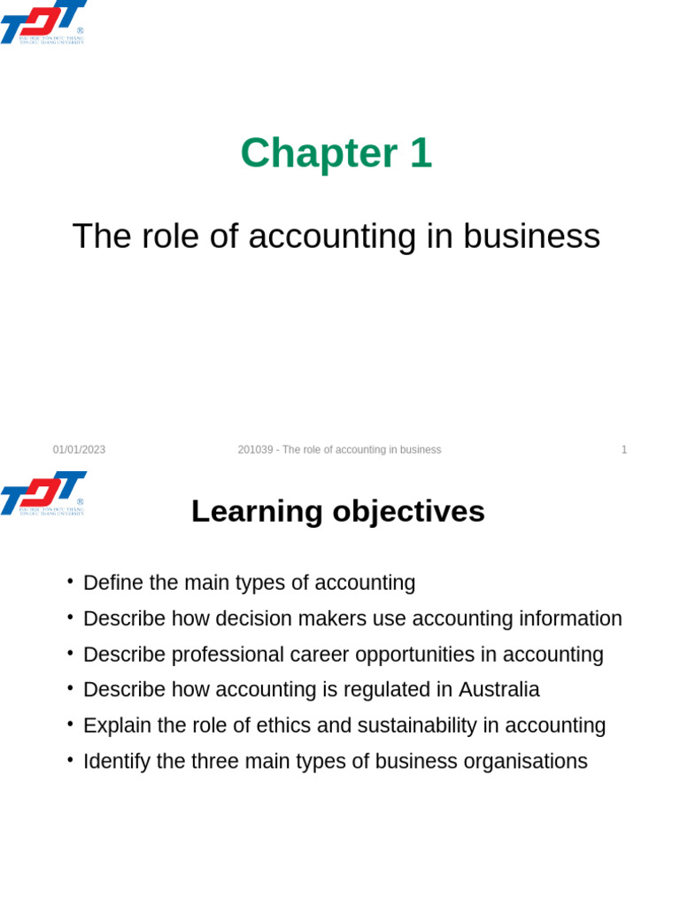 Ch01 - The Role of Accounting in Business - Final | PDF