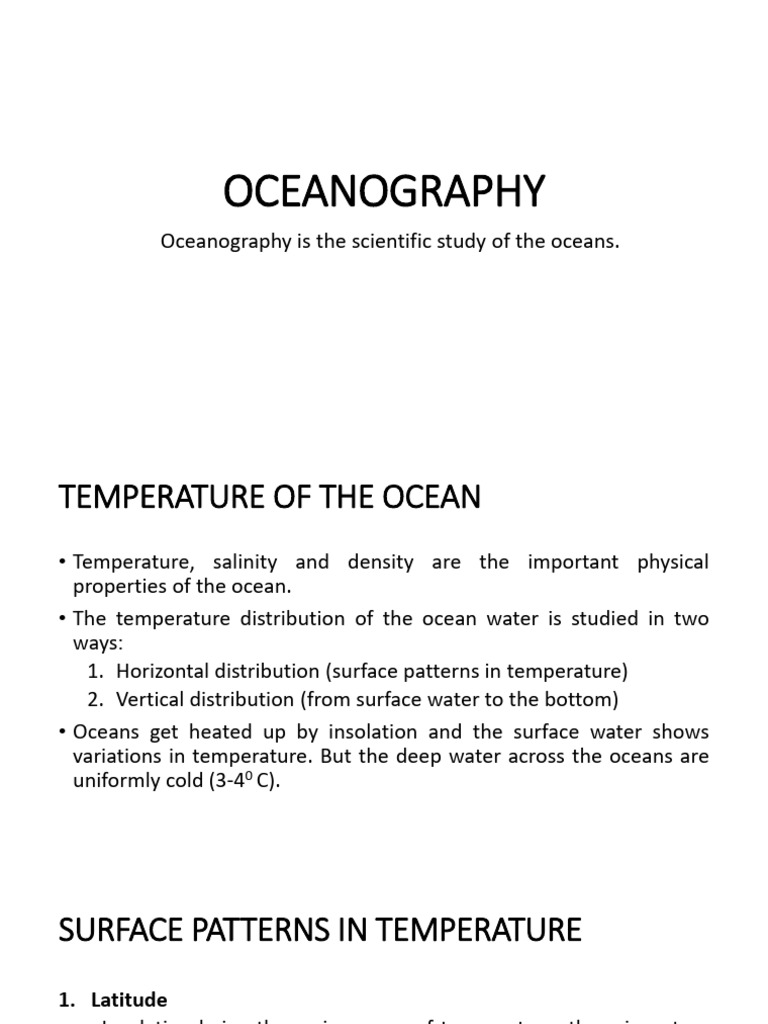 Oceanography - Temperature and Ocean Bottom Relief | PDF