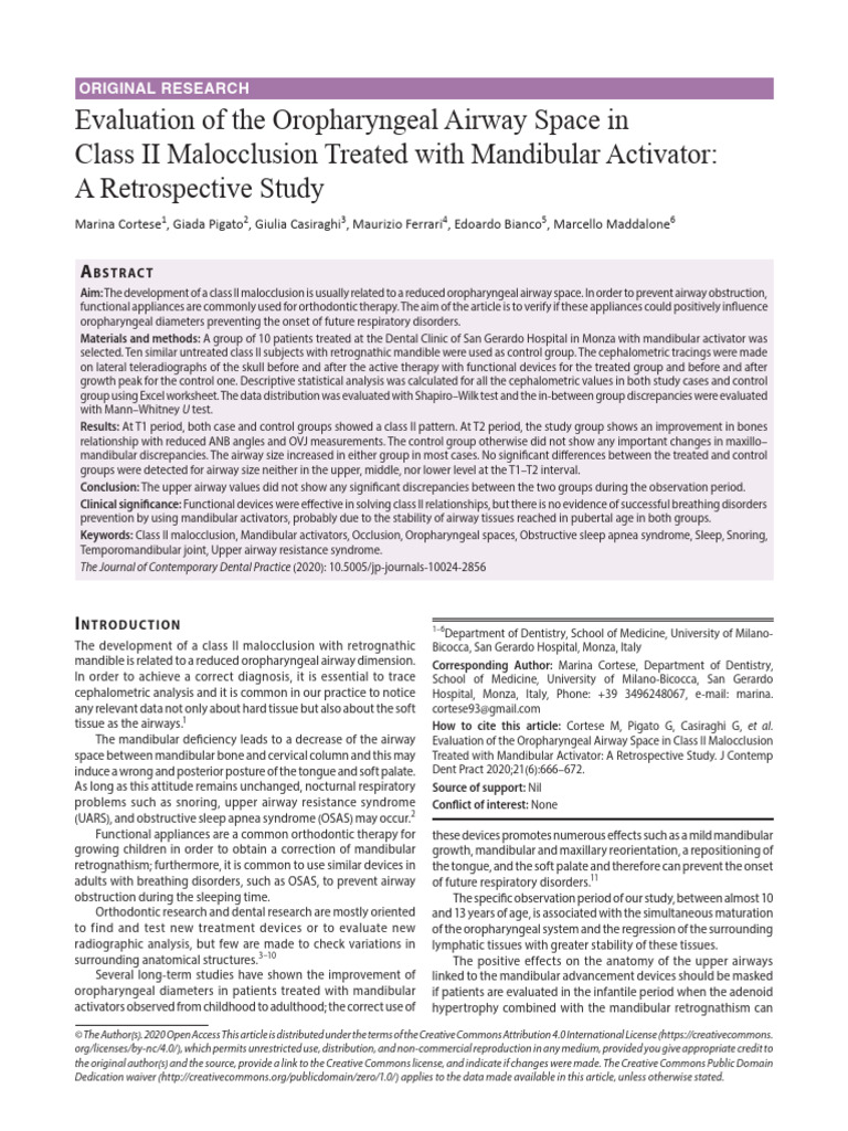 Evaluation of The Oropharyngeal Airway Space in Class II Malocclusion ...