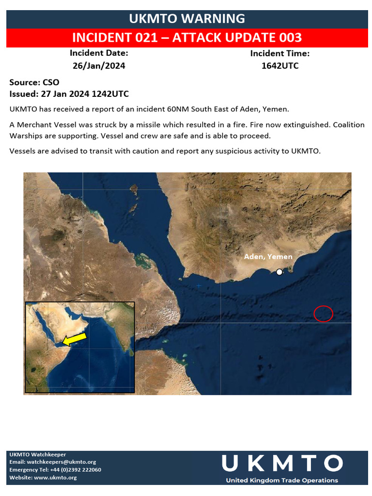 Ukmto Warning 021 Update 003 | PDF