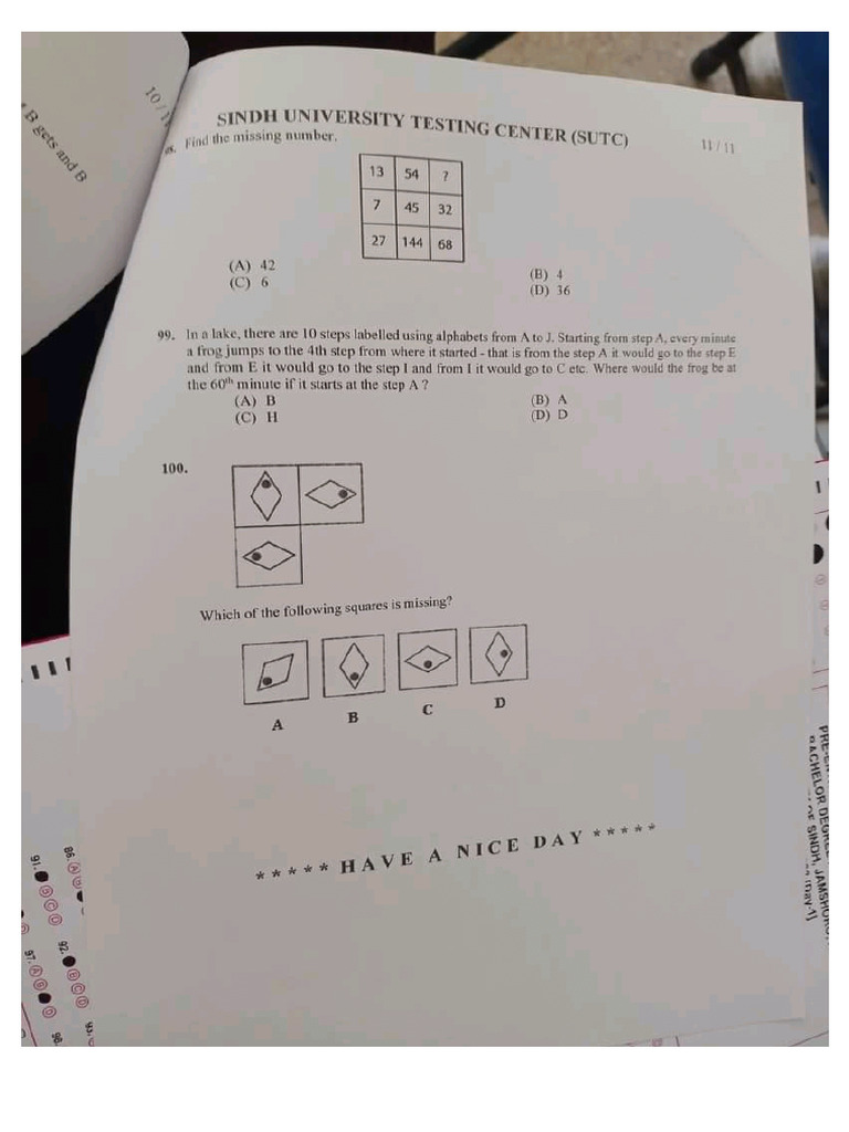 Entry Test Paper Phase - I 2K24 Batch | PDF
