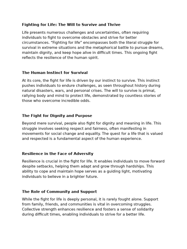 Fighting For Life | PDF