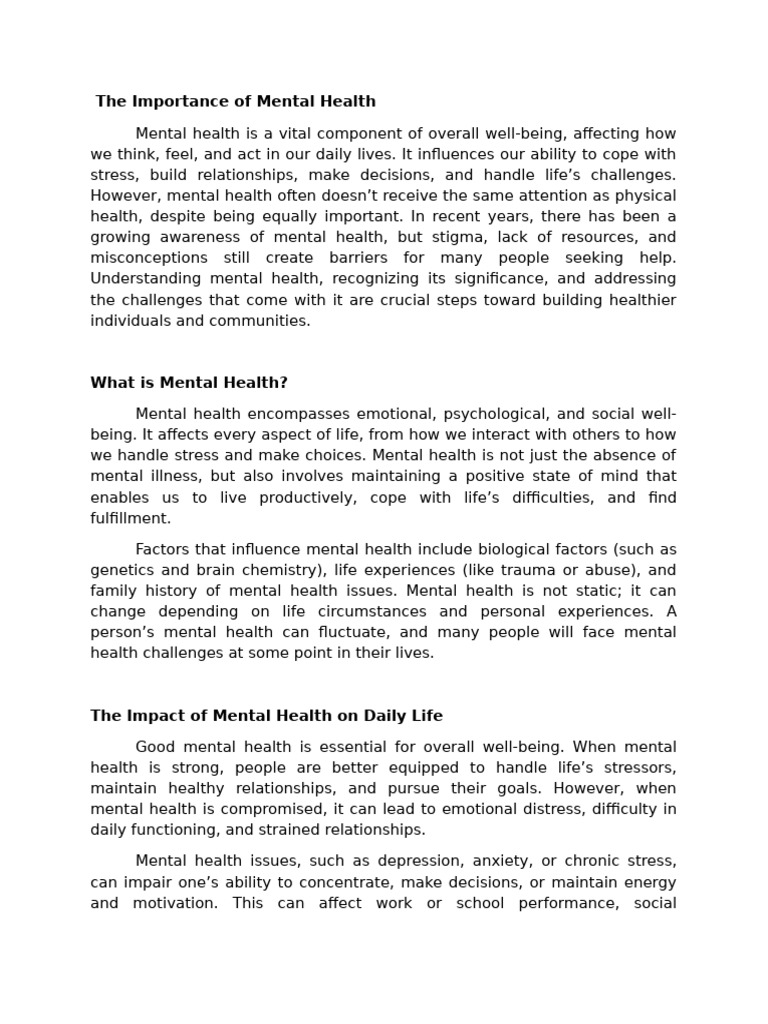 Mental Health | PDF
