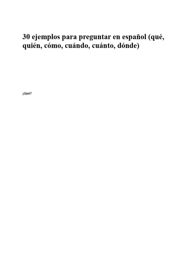 30 ejemplos para preguntar en español-@ispanyolca | PDF