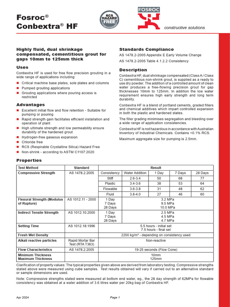 Fosroc Conbextra HF TDS | PDF