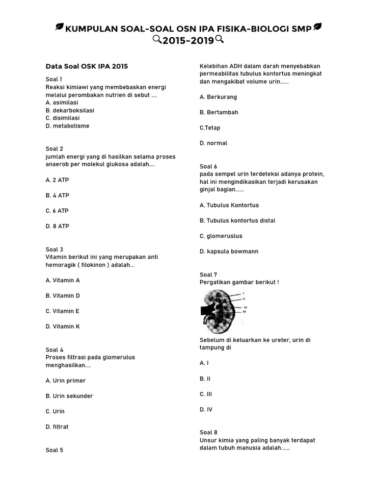 Data Soal OSK IPA 2015-2019 | PDF