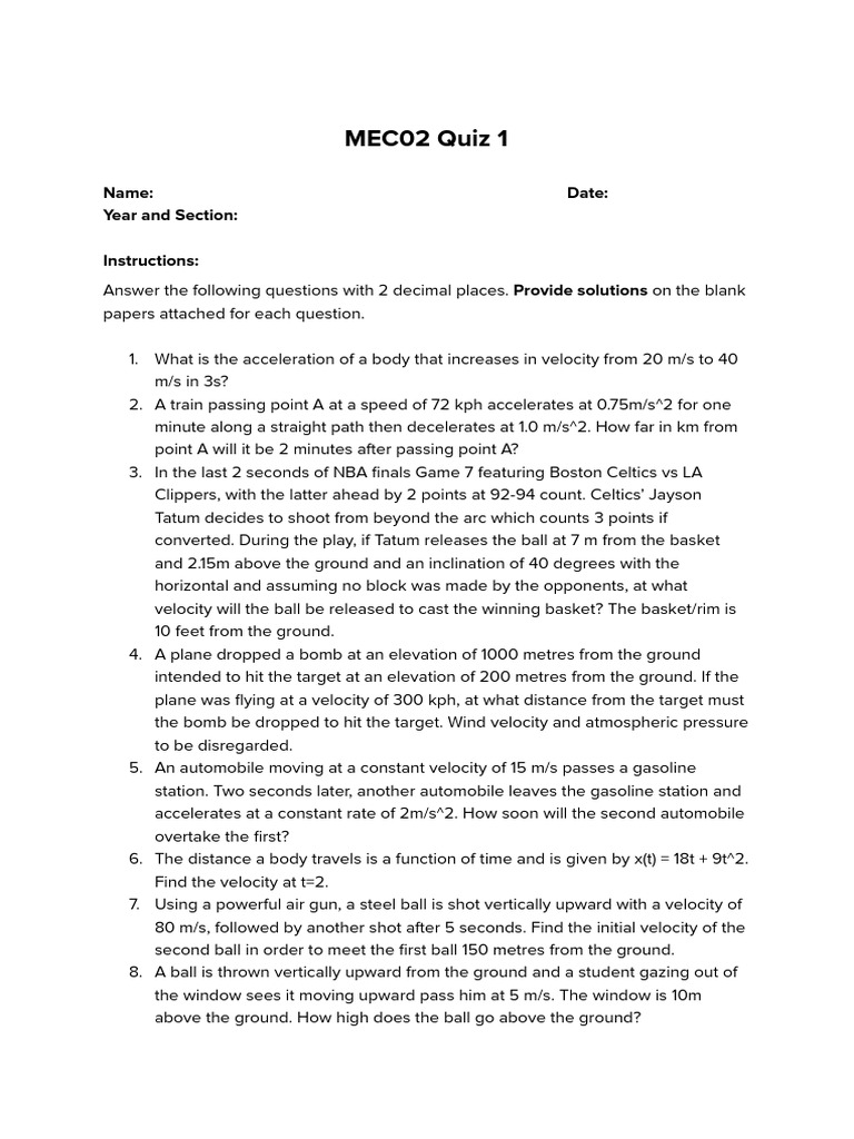 MEC02 Quiz 1 | PDF