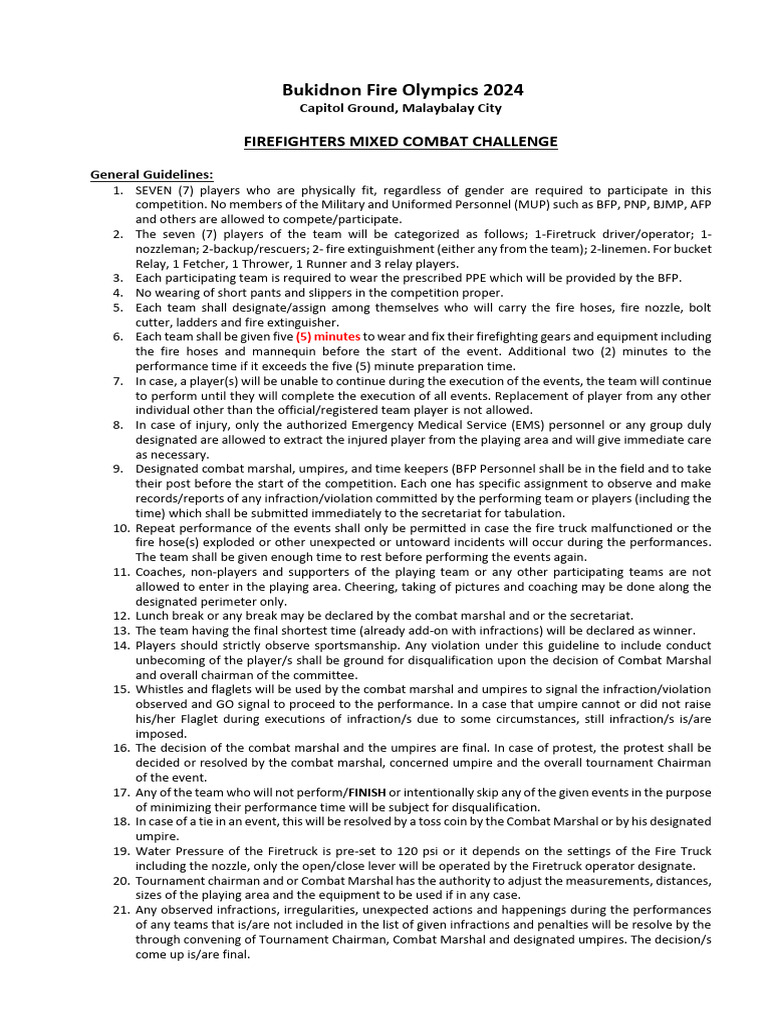 New General Guidelines Fire Olympics 2024 Final | PDF