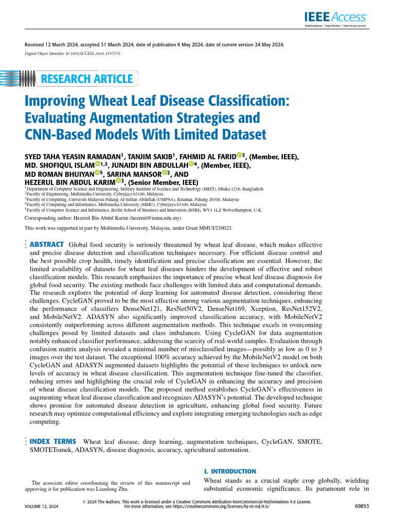 Improving Wheat Leaf Disease Classification Evaluating Augmentation Strategies and CNN-Based ...