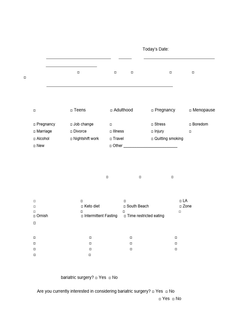Weight Health and Lifestyle Questionnaire | PDF | Meal | Eating