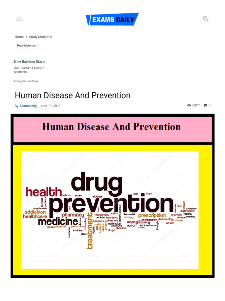 Human Disease and Prevention - Exams Daily | PDF