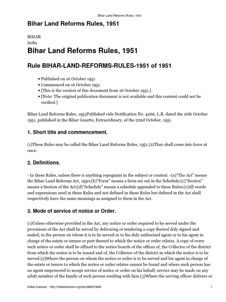 2 Bihar Land Reforms Rules 1951 PDF | PDF