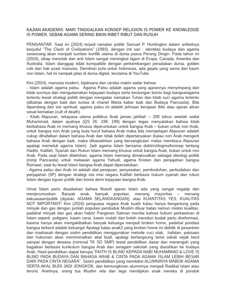 Religion Based Versus Knowledge Based | PDF