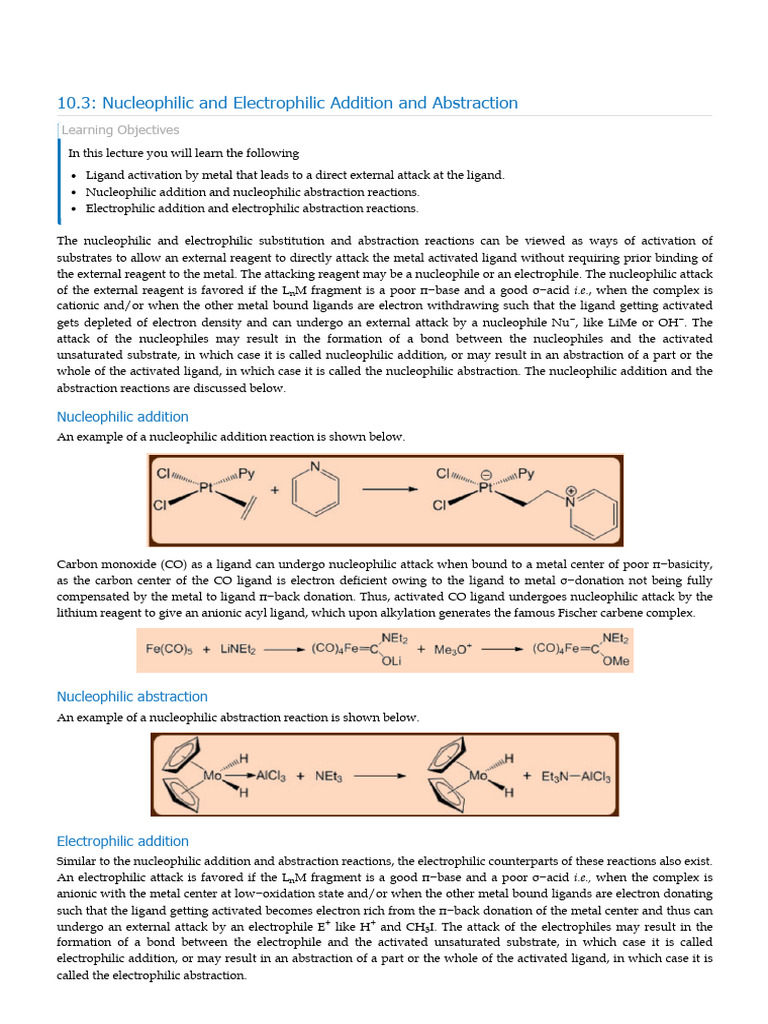 10 3 Nucleophilic and Electrophilic Addition and Abstraction Chemistry ...